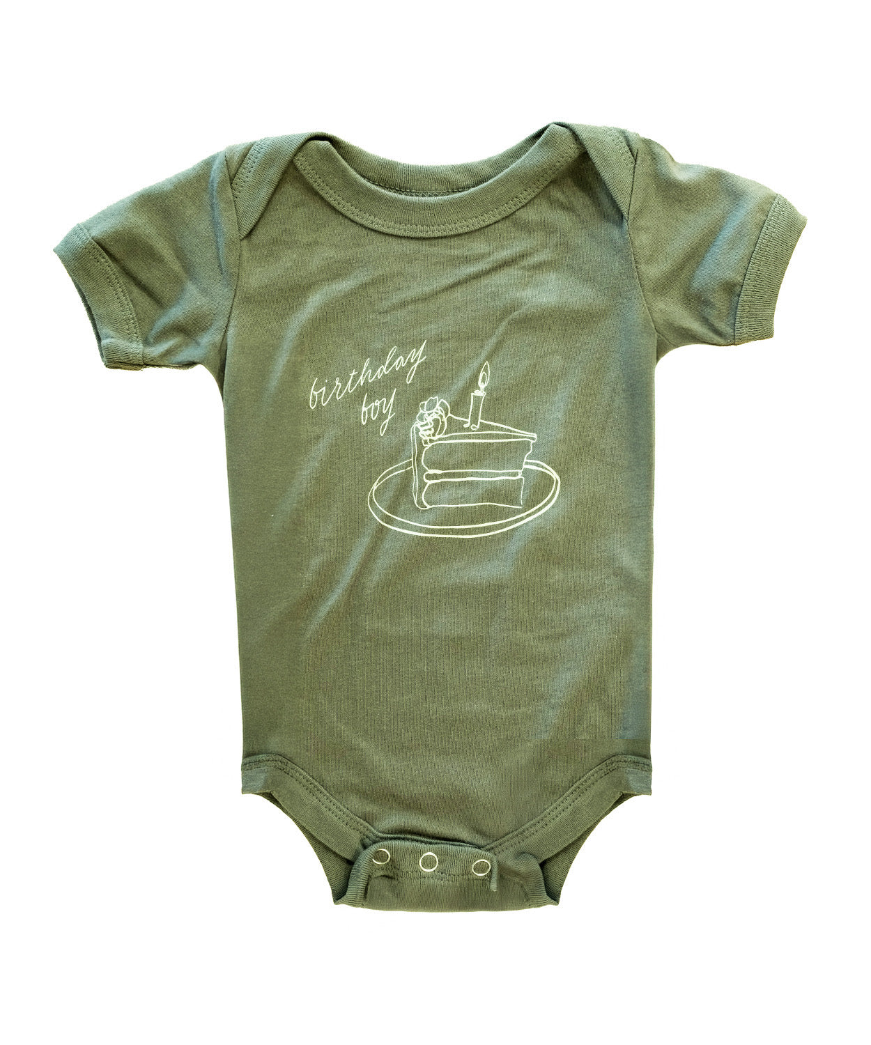 Birthday Boy Onesie Olive 12-18M - Cake Design Baby Bodysuit